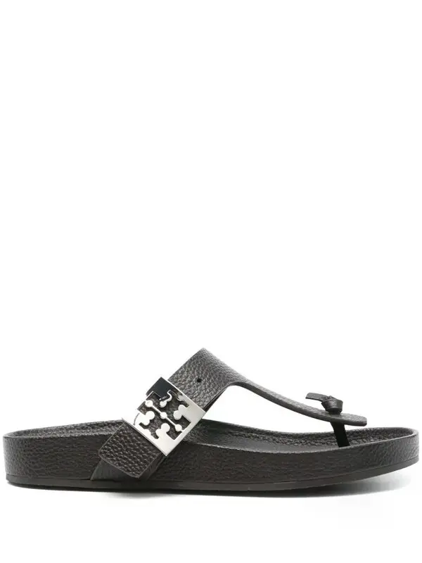 Tory Burch Leather Flat Sandals - Brown