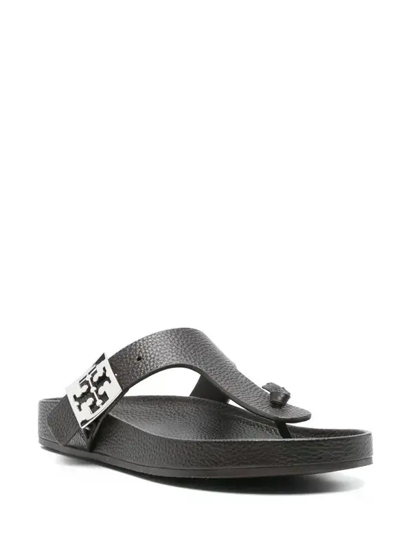 Tory Burch Leather Flat Sandals - Brown