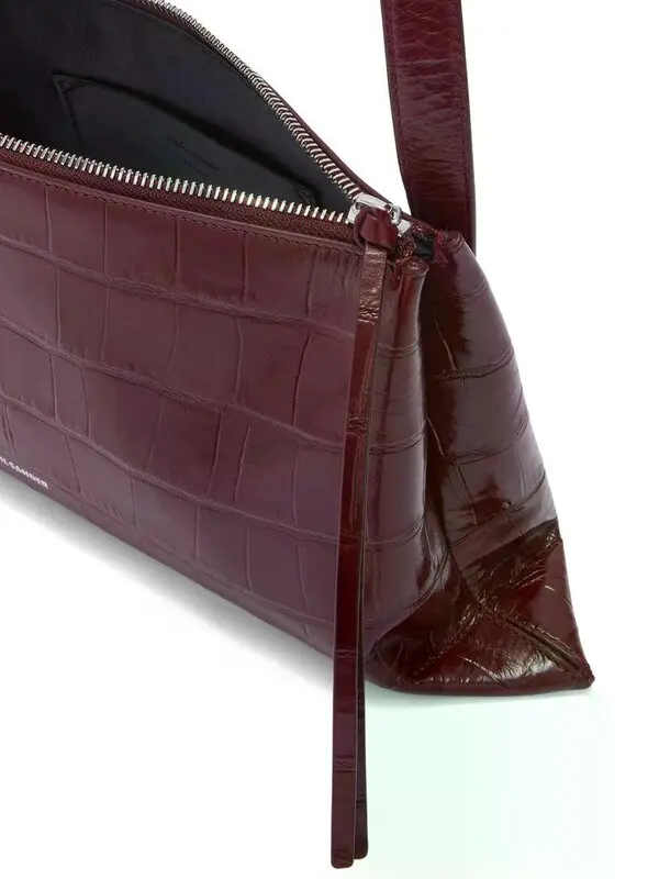 JIL SANDER Empire Crocodile-effect Shoulder Bag - Red