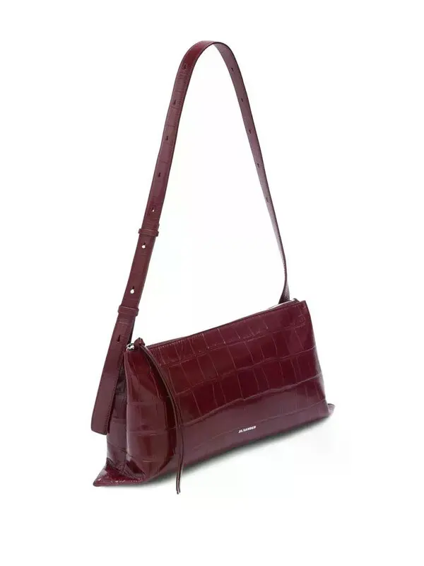 JIL SANDER Empire Crocodile-effect Shoulder Bag - Red