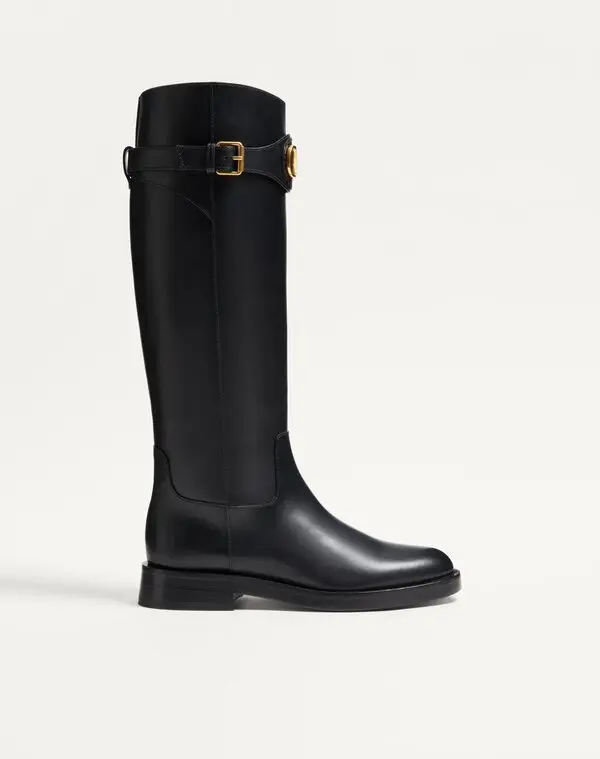 Valentino Garavani Vlogo Signature Calfskin Boot 30mm - Black
