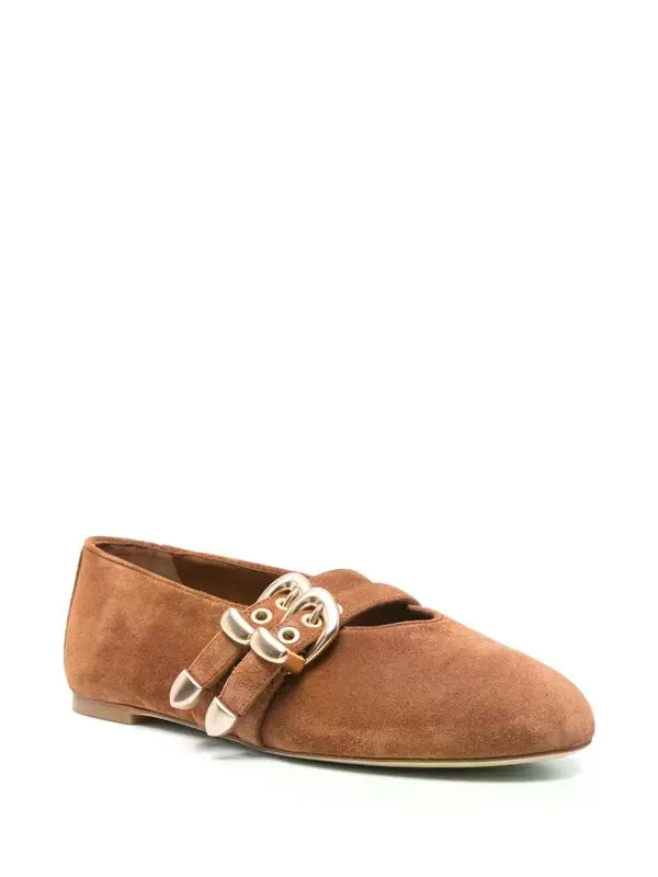 STUART WEITZMAN Leather Ballet Flats - Brown