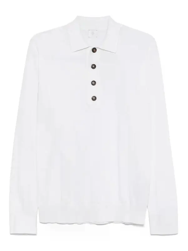 Eleventy Long-sleeve Polo Shirt - White