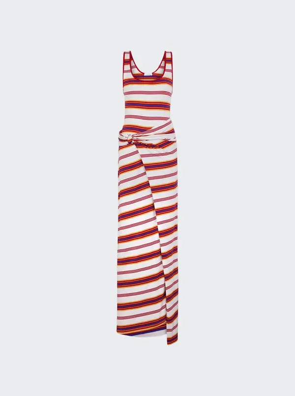 Rabanne Long Jersey Dress With Stripes - White