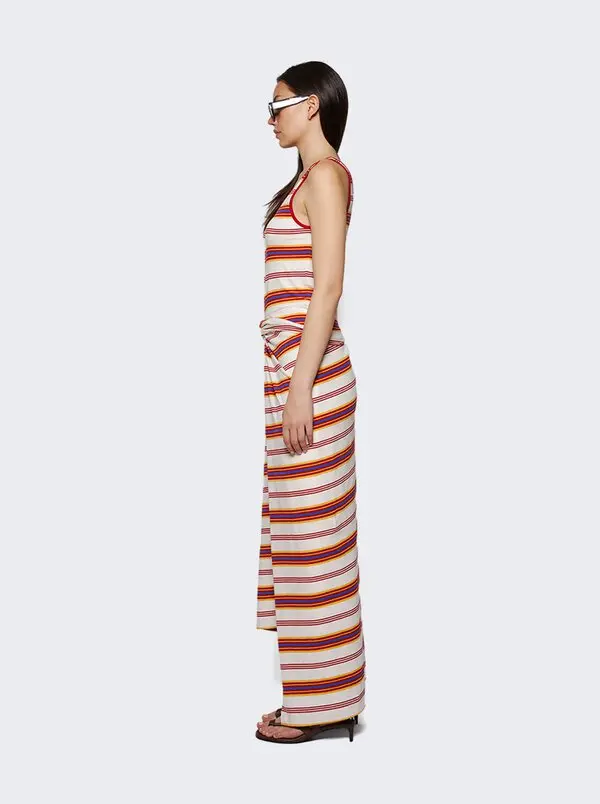 Rabanne Long Jersey Dress With Stripes - White