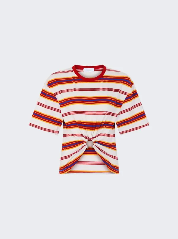 Rabanne Striped Cropped T-shirt - White