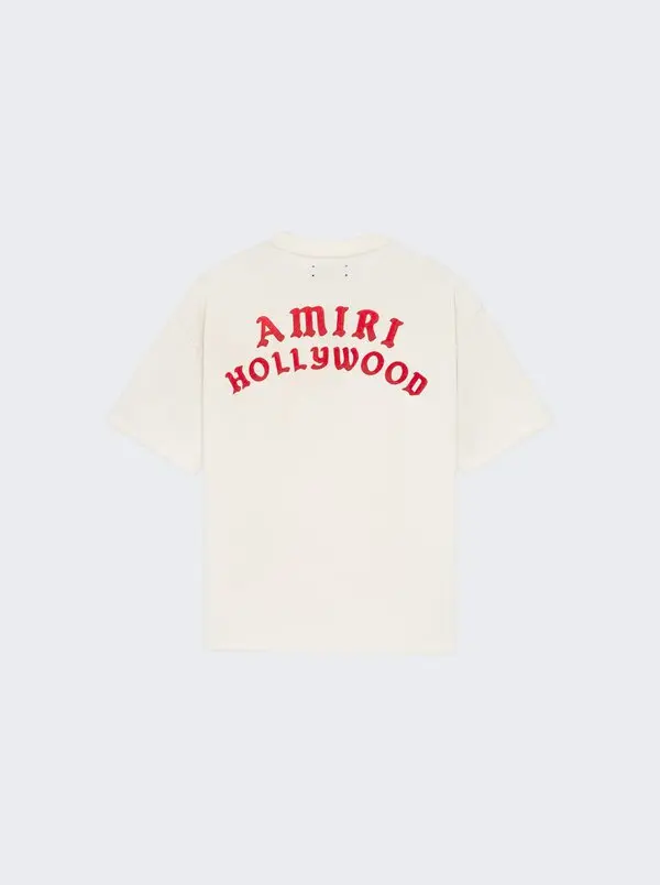 Amiri Hollywood Oversized Tee Ivory And Red - White