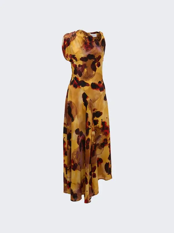 Victoria Beckham Sleeveless Draped Midi Dress - Yellow