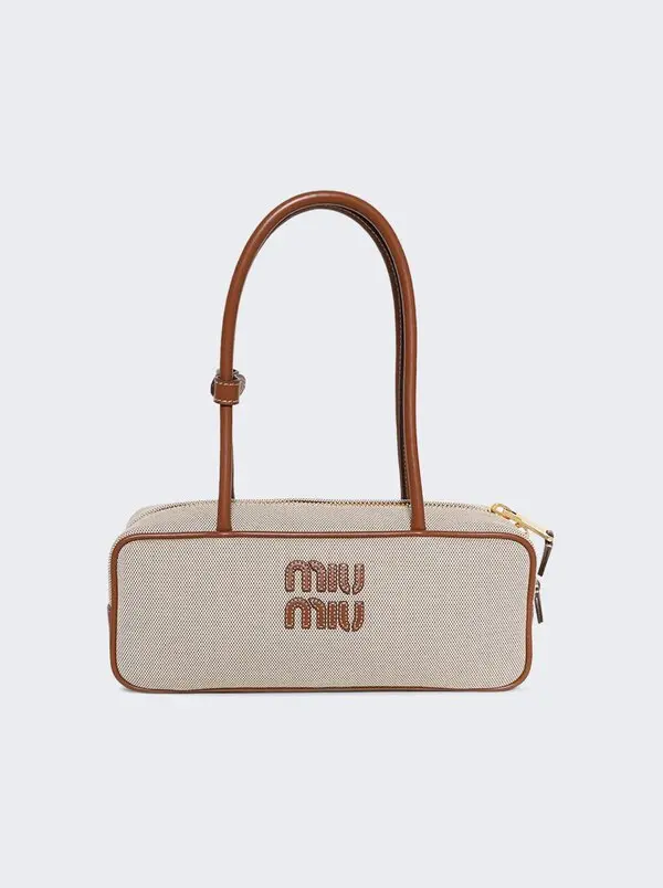 Miu Miu Canvas Handbag With Leather Trim