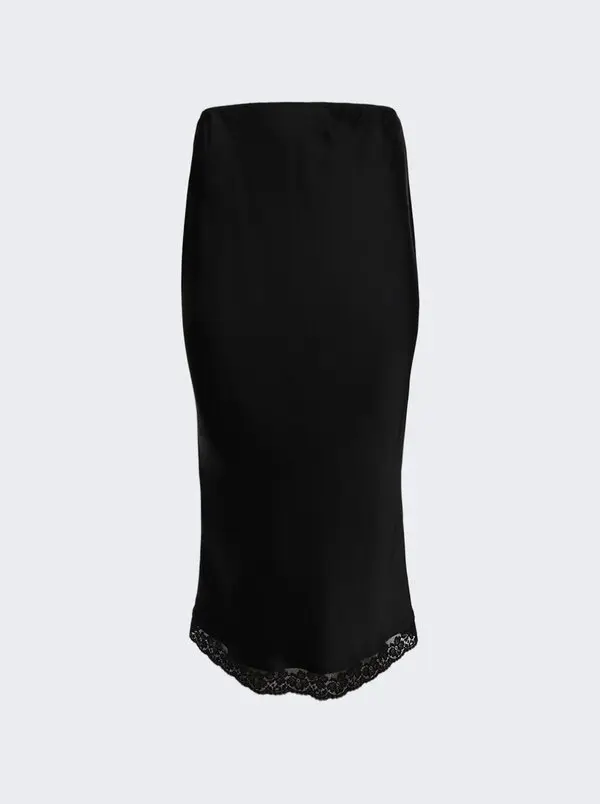 Victoria Beckham Lace Trim Slip Midi Skirt - Black