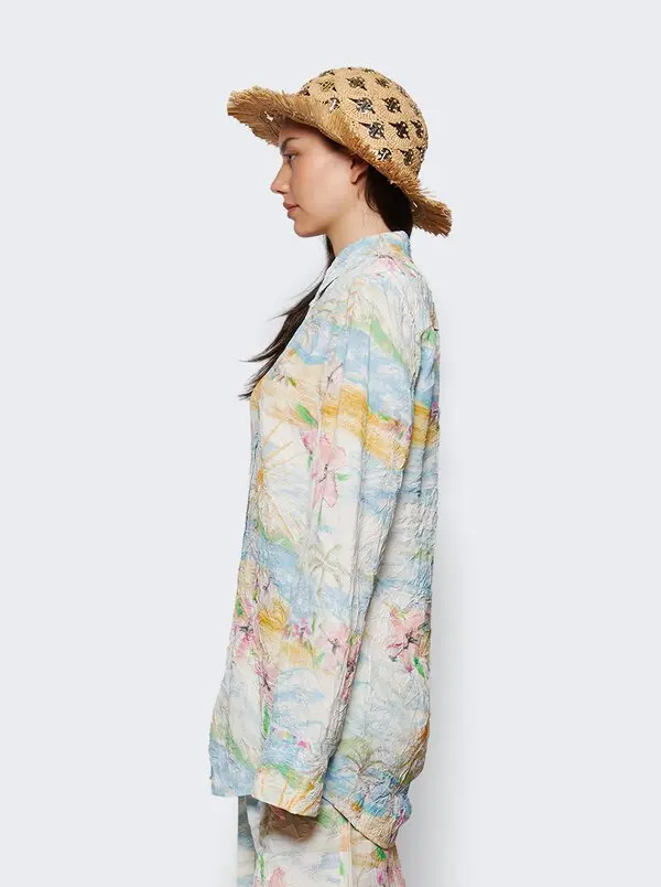 Christopher Esber Crimped Bahia Shirt Hibiscus Print - Multi