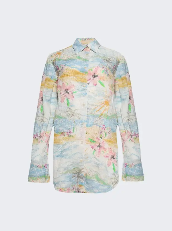 Christopher Esber Crimped Bahia Shirt Hibiscus Print - Multi