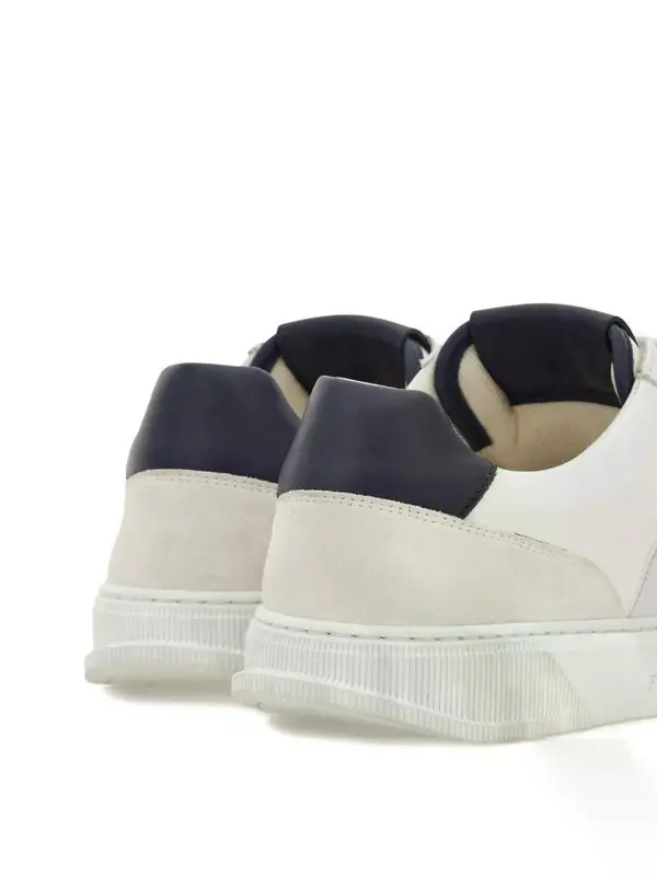 FERRAGAMO Logo-embroidered Leather Sneakers - Grey