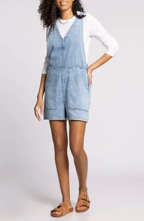 THREAD & SUPPLY Denim Romper - Washed Indigo Stripe
