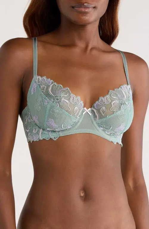 Hunkemoller Lauren Embroidered Underwire Bra - Silt Green