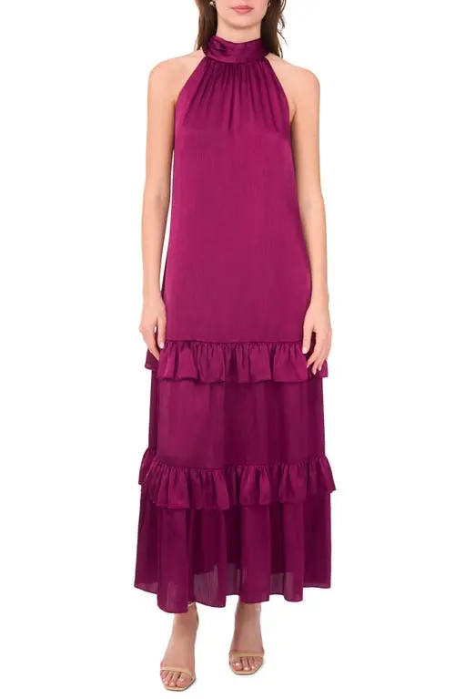 Halogen Tiered Sleeveless Satin Maxi Dress