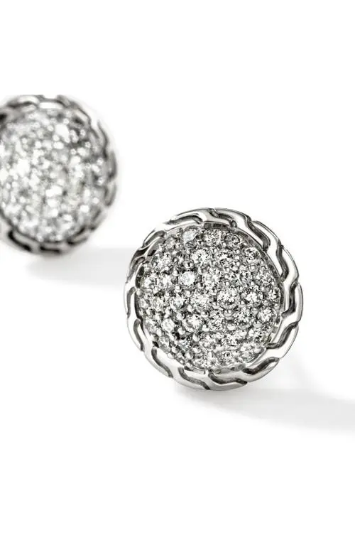 John Hardy Pavé Diamond Stud Earrings - Silver