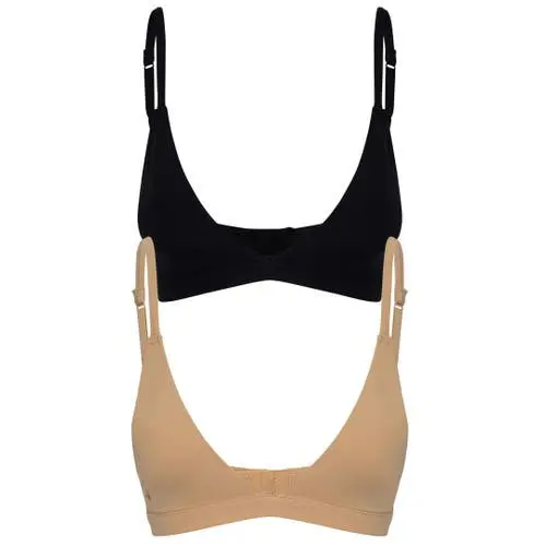 CHEEKY CHERRY 2-pack Ultra Smooth Triangle Bralette - Onyx/sienna