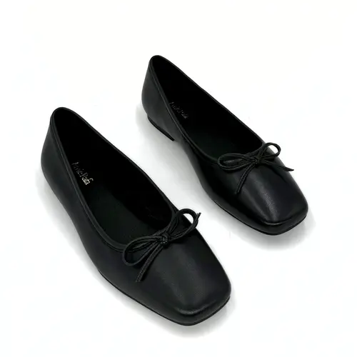 AMIE RAFA Madrid Ballet Flats With Square Toe - Black
