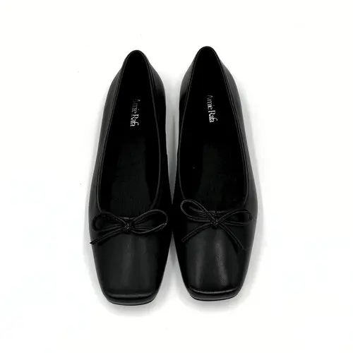 AMIE RAFA Madrid Ballet Flats With Square Toe - Black