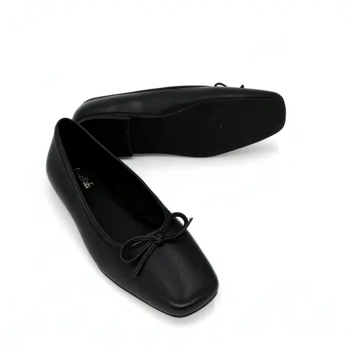 AMIE RAFA Madrid Ballet Flats With Square Toe - Black