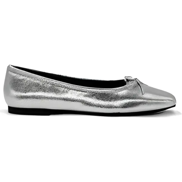 AMIE RAFA Madrid Ballet Flats With Square Toe - Silver