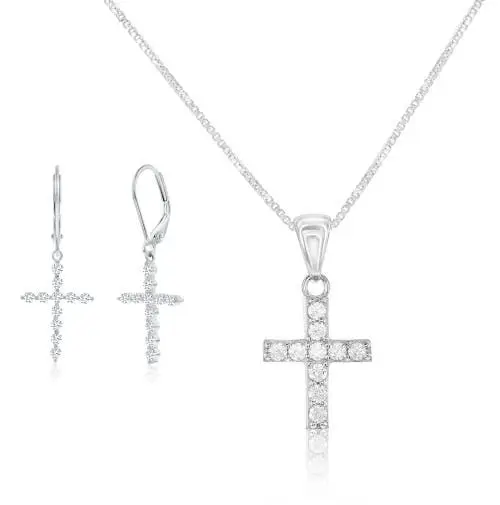 DONATELLO GIAN Sterling Cross Jewelry Set - Silver