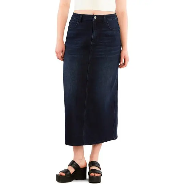 HINT OF BLU Vintage Denim Maxi Skirt - Night Grey