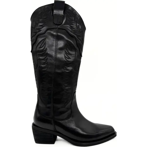AMIE RAFA Montana Leather Western Boots - Black