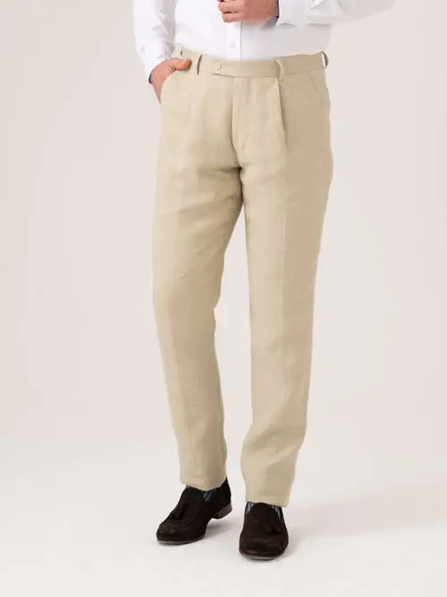 KOY CLOTHING Tailored Linen Blend Trousers - Beige