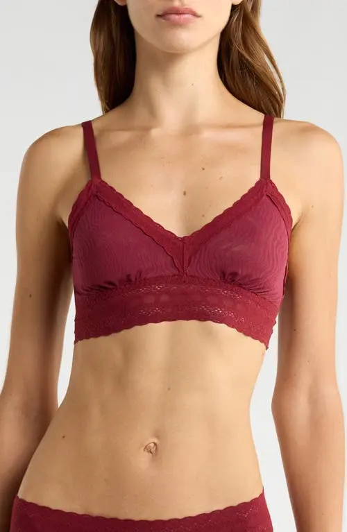 MEUNDIES Allover Lace V-neck Bralette - Cabernet Zebra