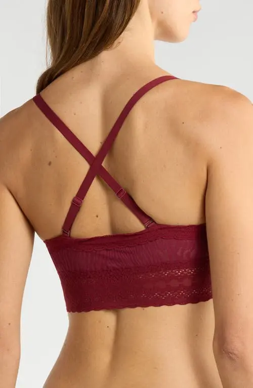MEUNDIES Allover Lace V-neck Bralette - Cabernet Zebra