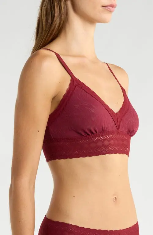 MEUNDIES Allover Lace V-neck Bralette - Cabernet Zebra