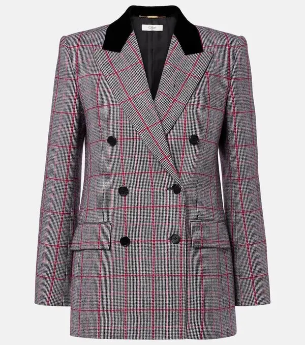 Chloé Checked Double-breasted Wool Jacket