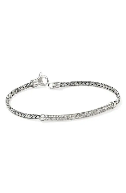 John Hardy Essential Pavé Diamond Bracelet In Gold - Silver/diamonds