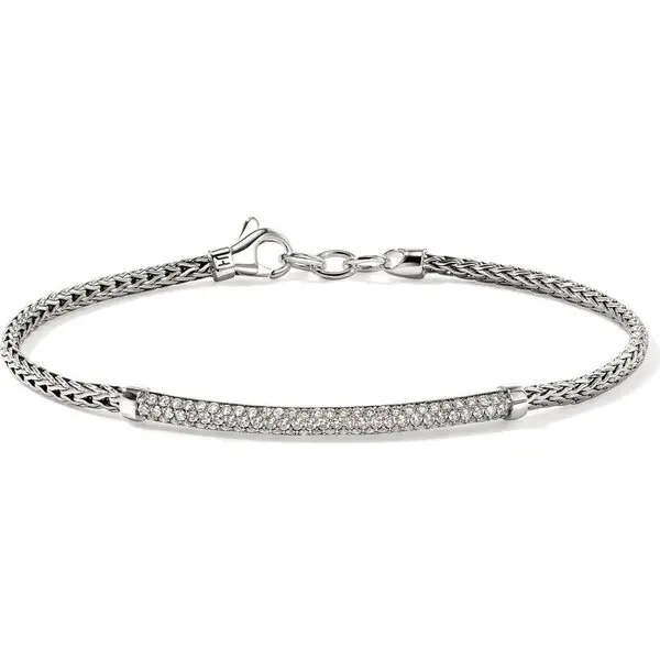 John Hardy Essential Pavé Diamond Bracelet In Gold - Silver/diamonds