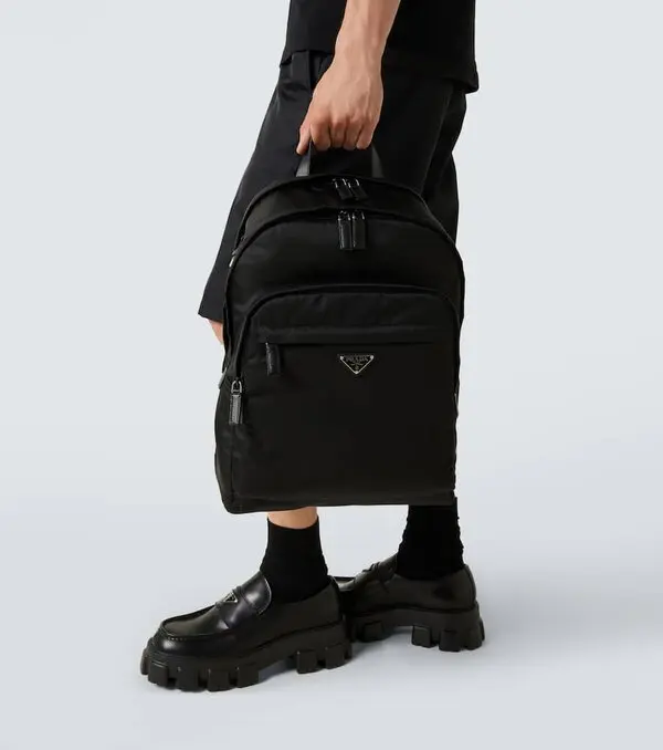 Prada Re-nylon Leather Trimmed Backpack - Black