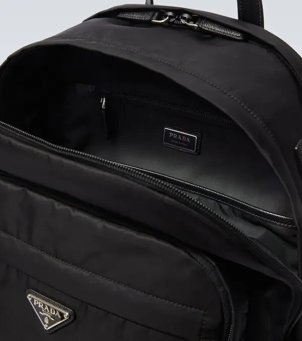 Prada Re-nylon Leather Trimmed Backpack - Black