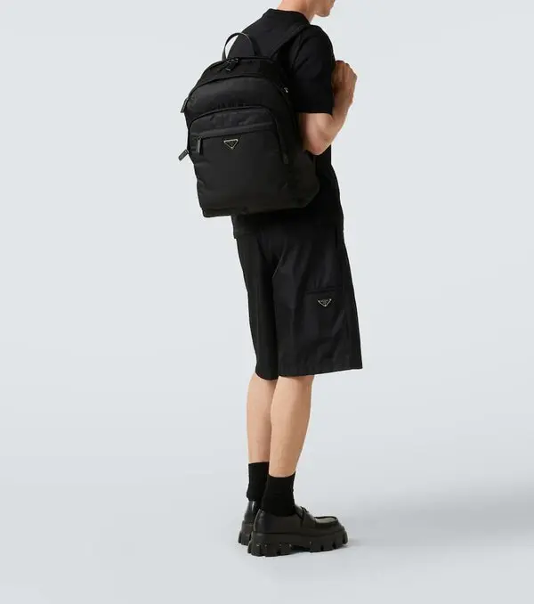 Prada Re-nylon Leather Trimmed Backpack - Black