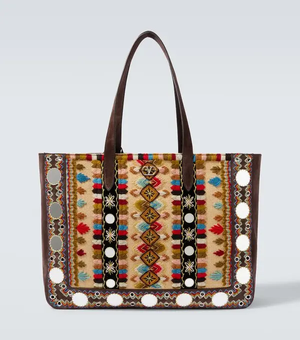 Valentino Garavani Nellcôte Large Embroidered Tote Bag - Brown