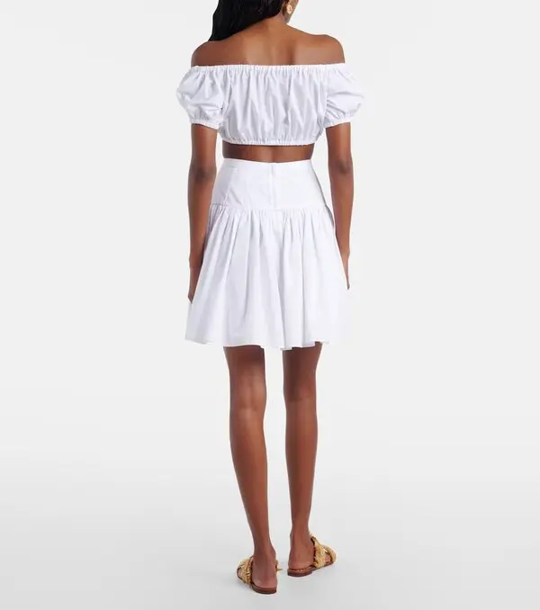 Dolce & Gabbana Pleated Cotton Poplin Miniskirt