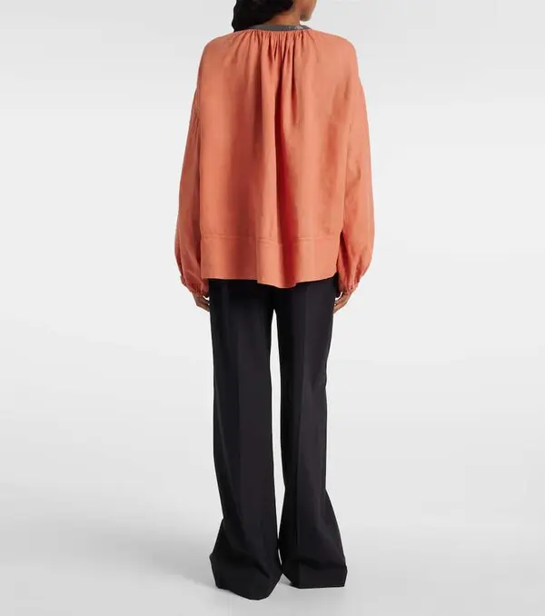 Brunello Cucinelli Monili Linen And Cotton Top