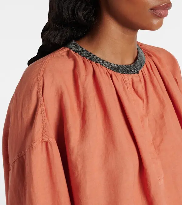 Brunello Cucinelli Monili Linen And Cotton Top