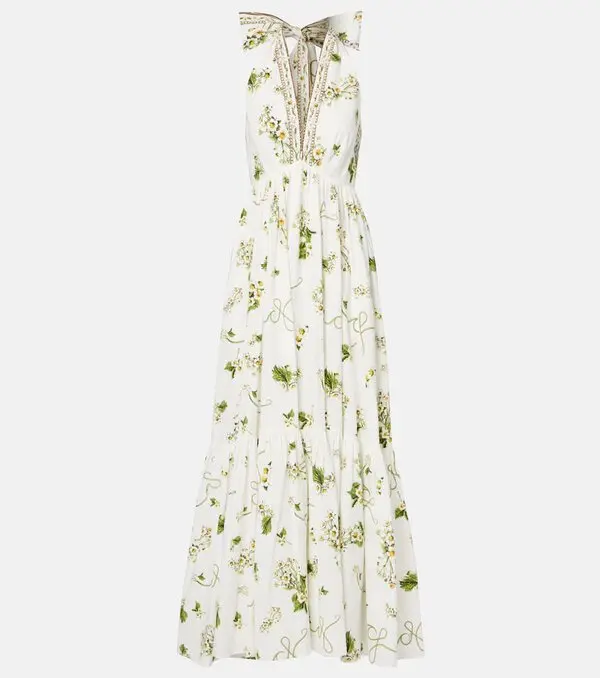Camilla Embellished Cotton Maxi Dress - White