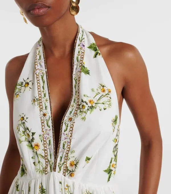 Camilla Embellished Cotton Maxi Dress - White
