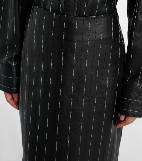 Victoria Beckham Embroidered Leather Midi Skirt