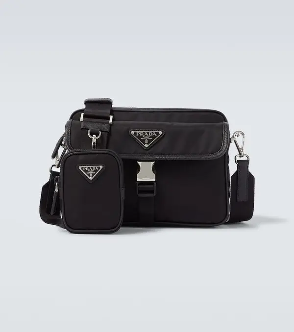 Prada Re-nylon Leather-trimmed Shoulder Bag - Black