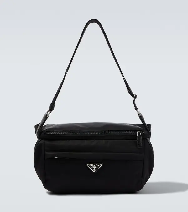 Prada Re-nylon Leather-trimmed Shoulder Bag - Black