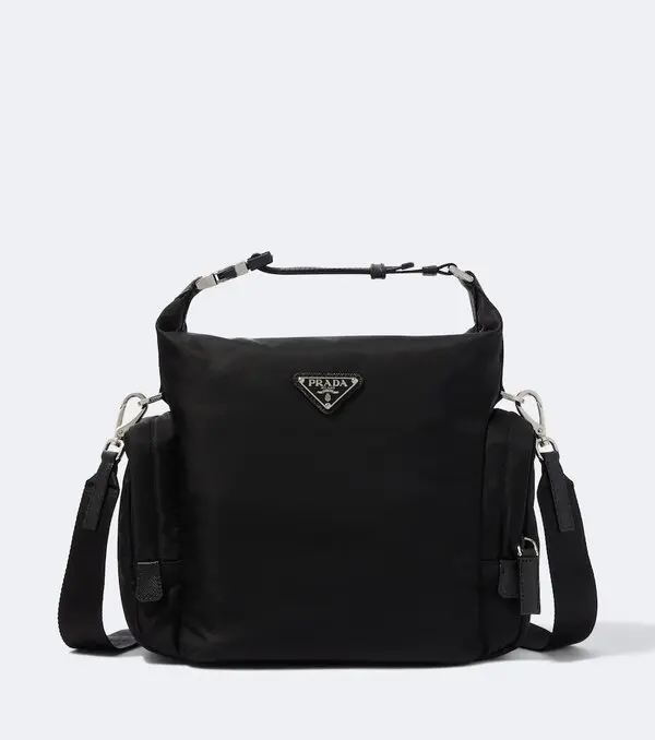 Prada Re-nylon Leather-trimmed Shoulder Bag - Black