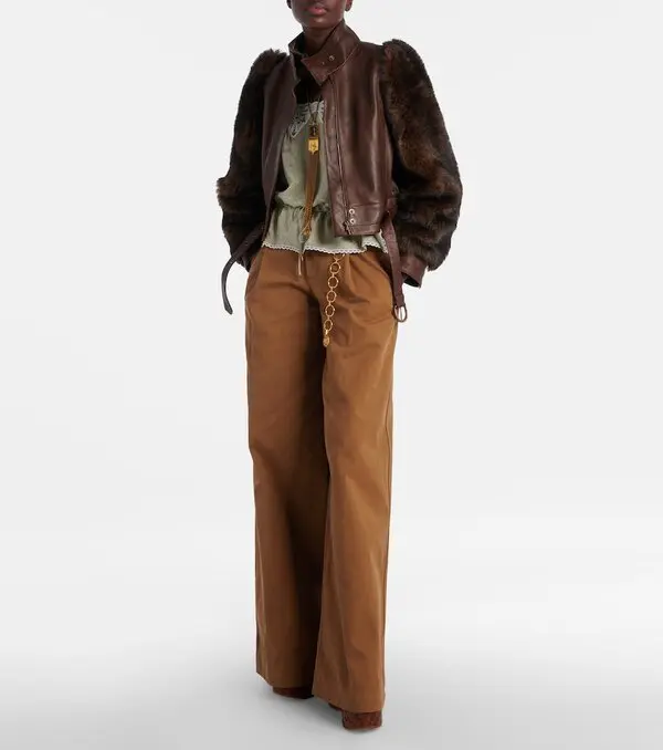 Chloé High-rise Wide-leg Pants - Brown